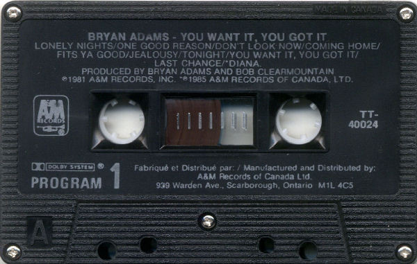 Bryan Adams - You Want It, You Got It / Cuts Like A Knife | A&M Records ...